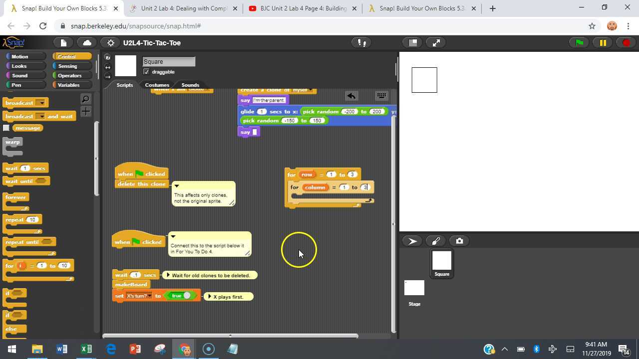 creating draw square block