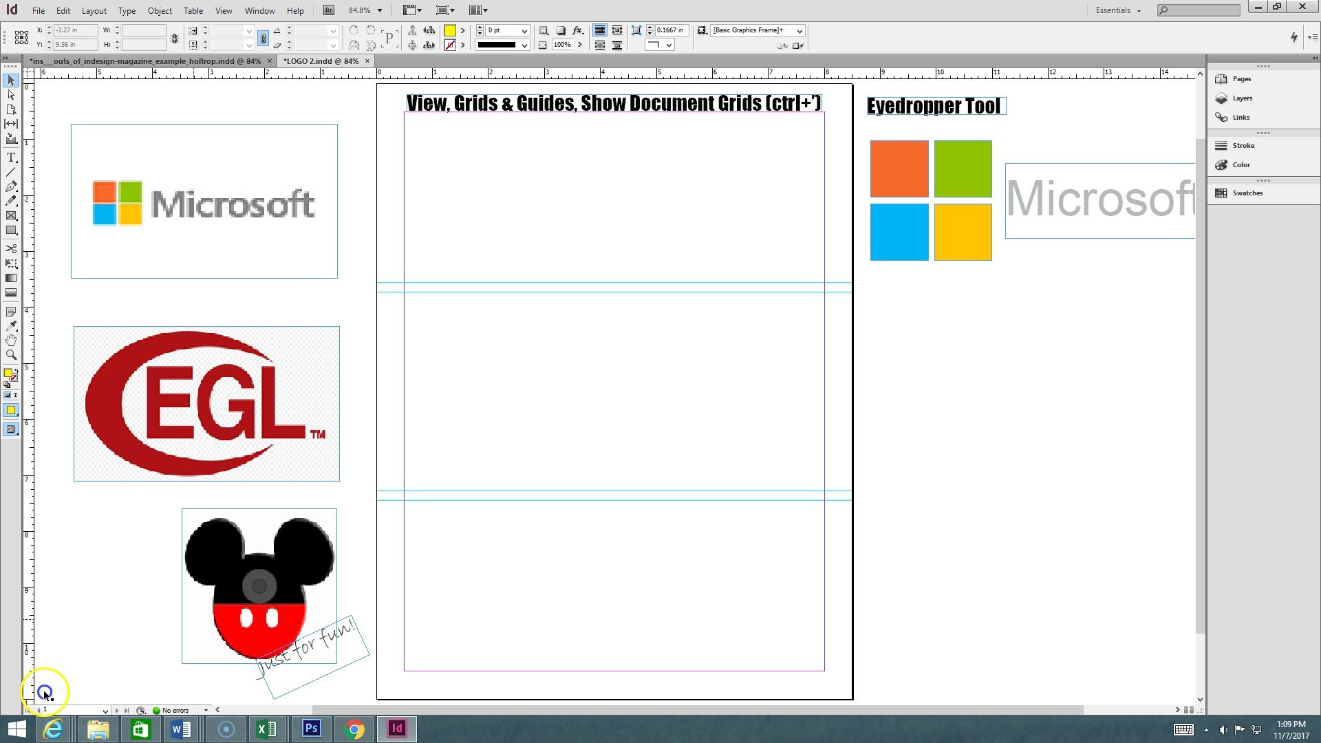 Microsoft LOGO grids/guides/eyedropper