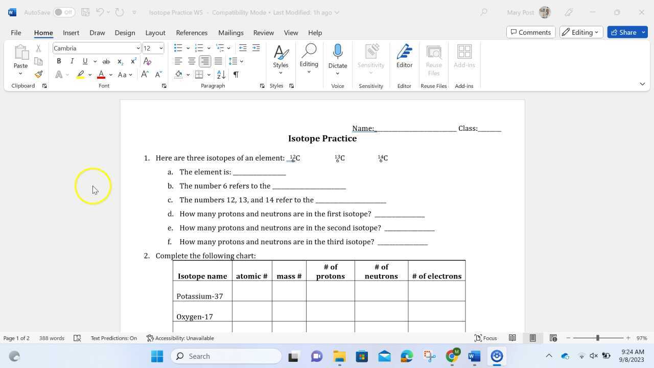 Isotope Practice WS