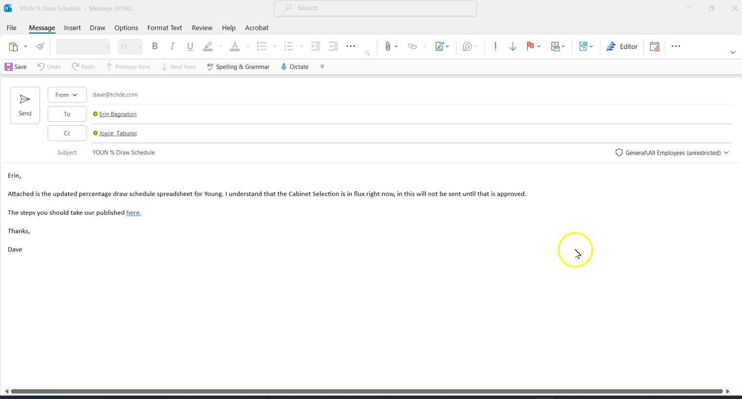 Part two – Updating percentage draw schedules part two