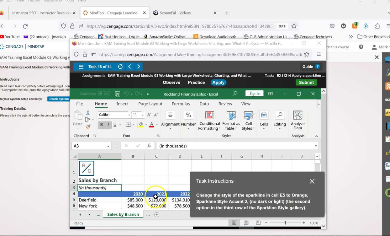 Using the Guide to help complete a SAM Training task
