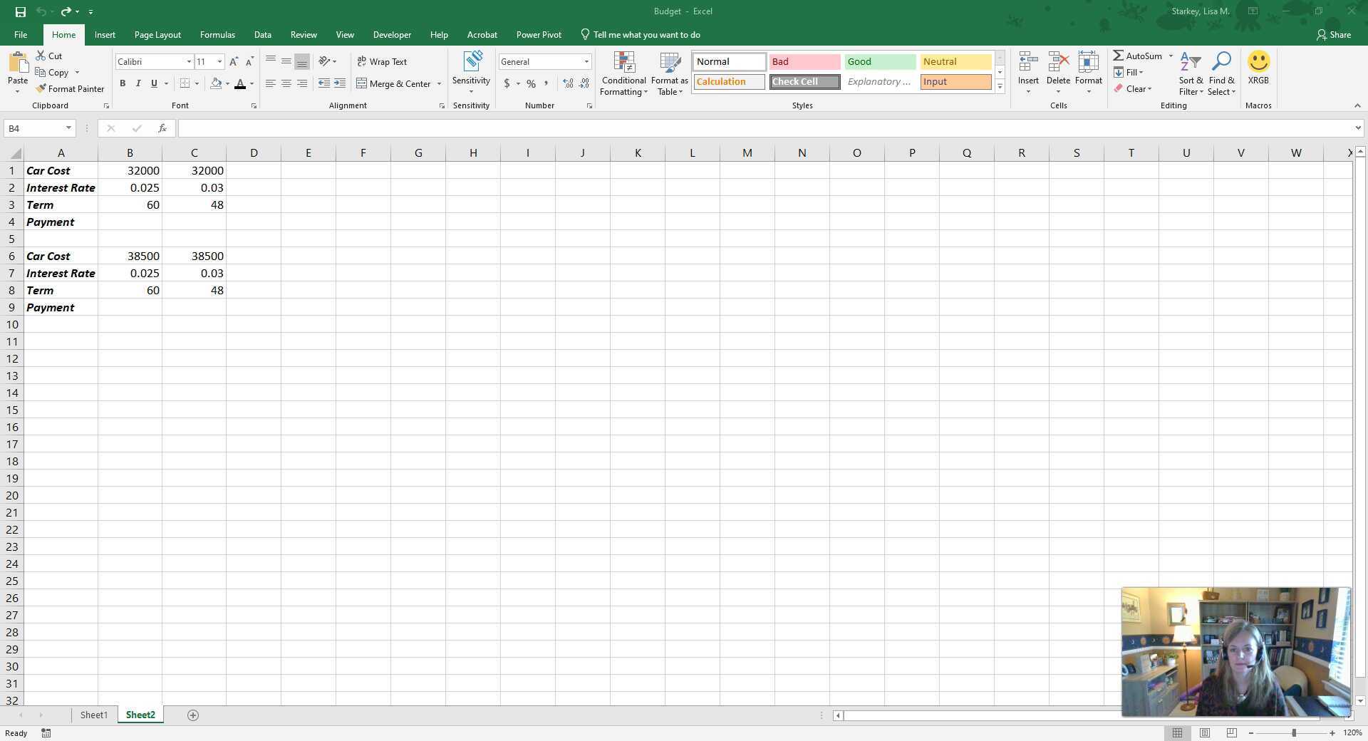 Microsoft Excel ~ Creating Budget (PMT Function)