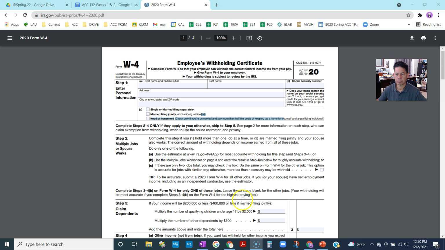 ACC 132 Form W4 2020