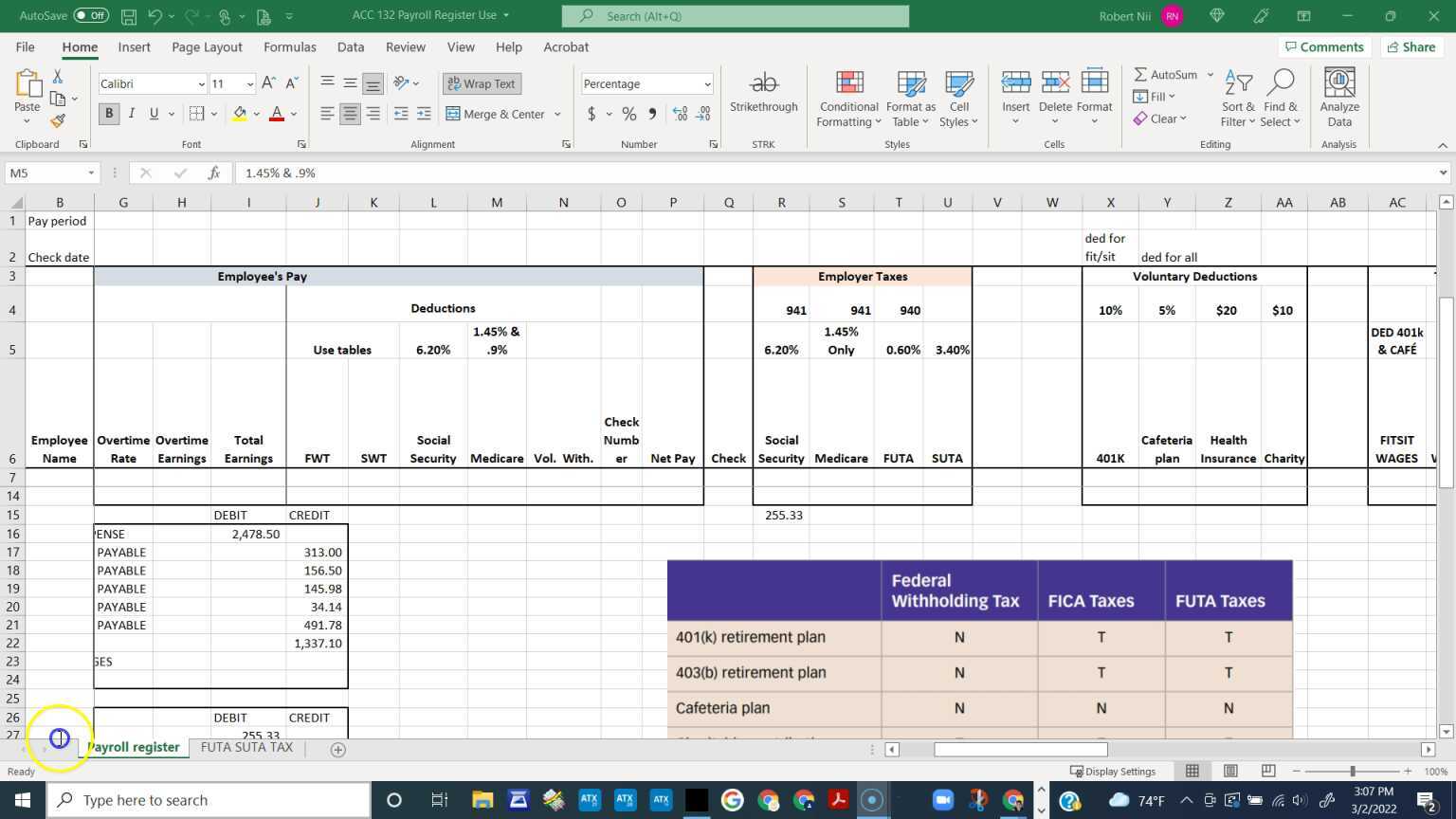 ACC 132 Employer PR Tax Journal Entry