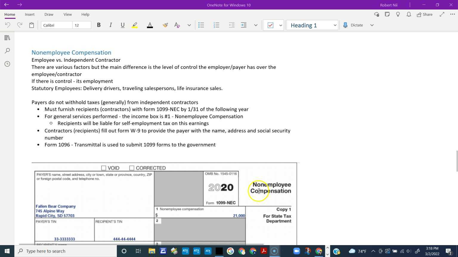 ACC 132 Non Employee Compensation