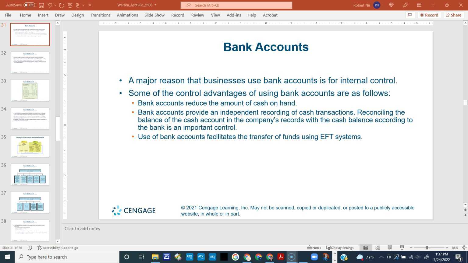 Understanding Bank Accounts: Internal Control and Reconciliations