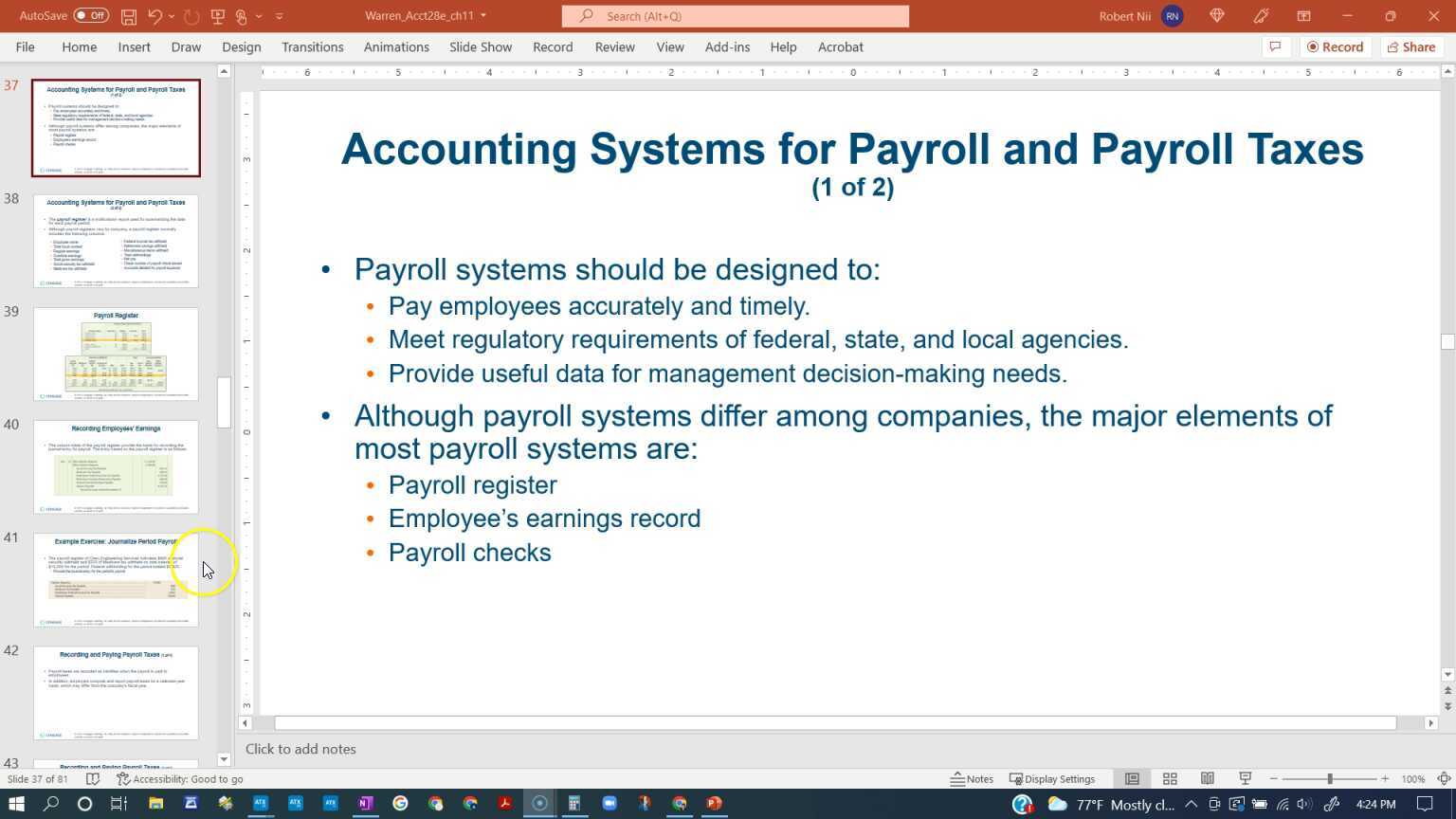 Payroll Accounting Systems and Records
