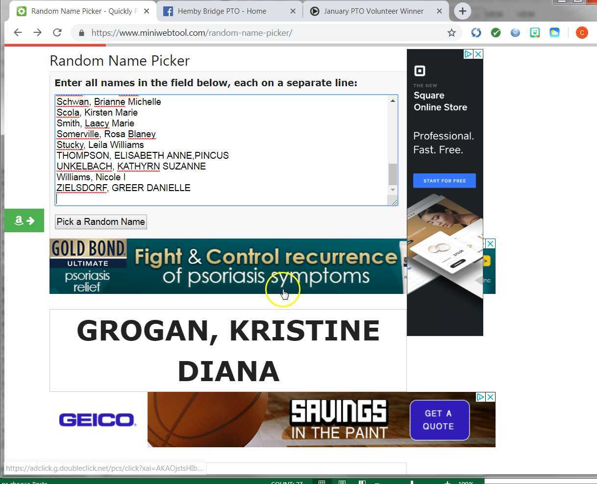 February PTO Volunteer Winner