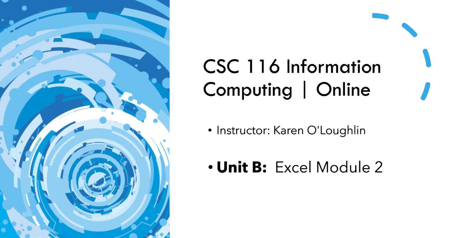 CSC116 Excel Module 2 Sams Training Sample Exercises