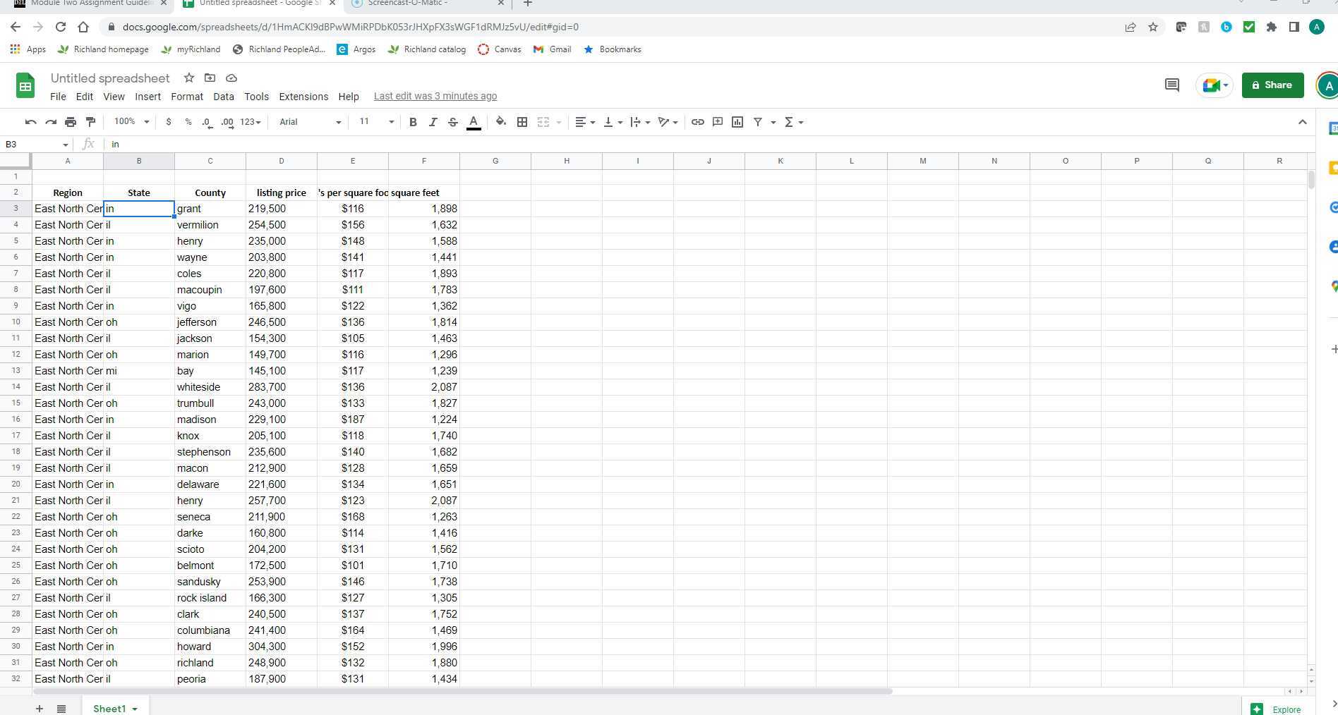 SNHU MAT 240 2-3 Assignment (Google Sheets)