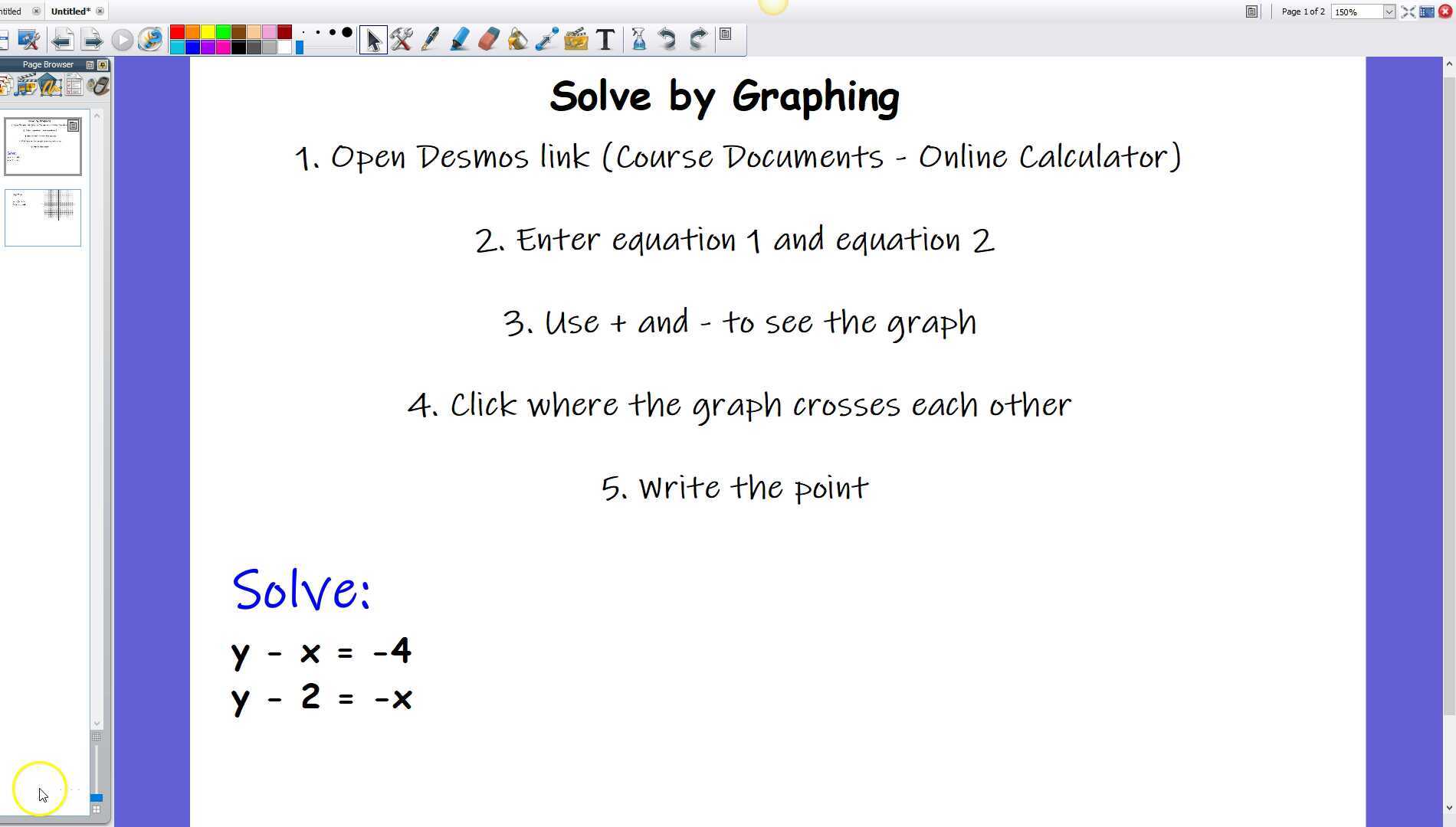Solving Systems using Desmos