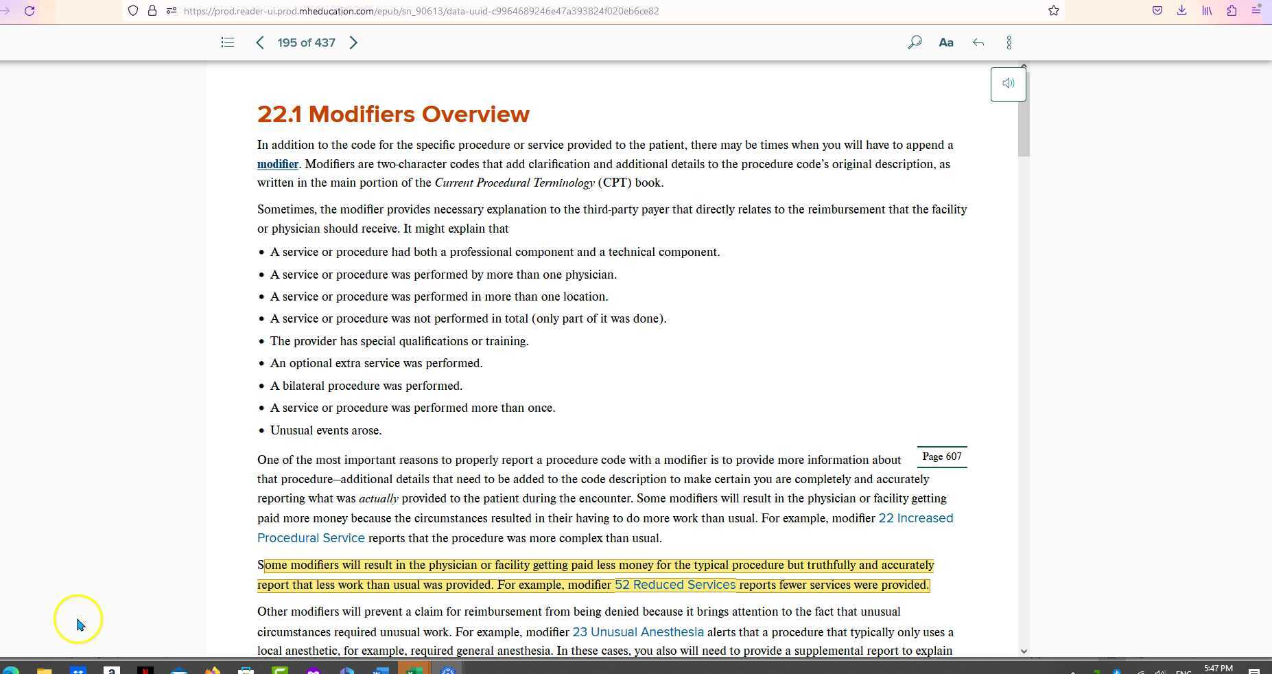 Chapter 22 YCI Practice Follow Up
