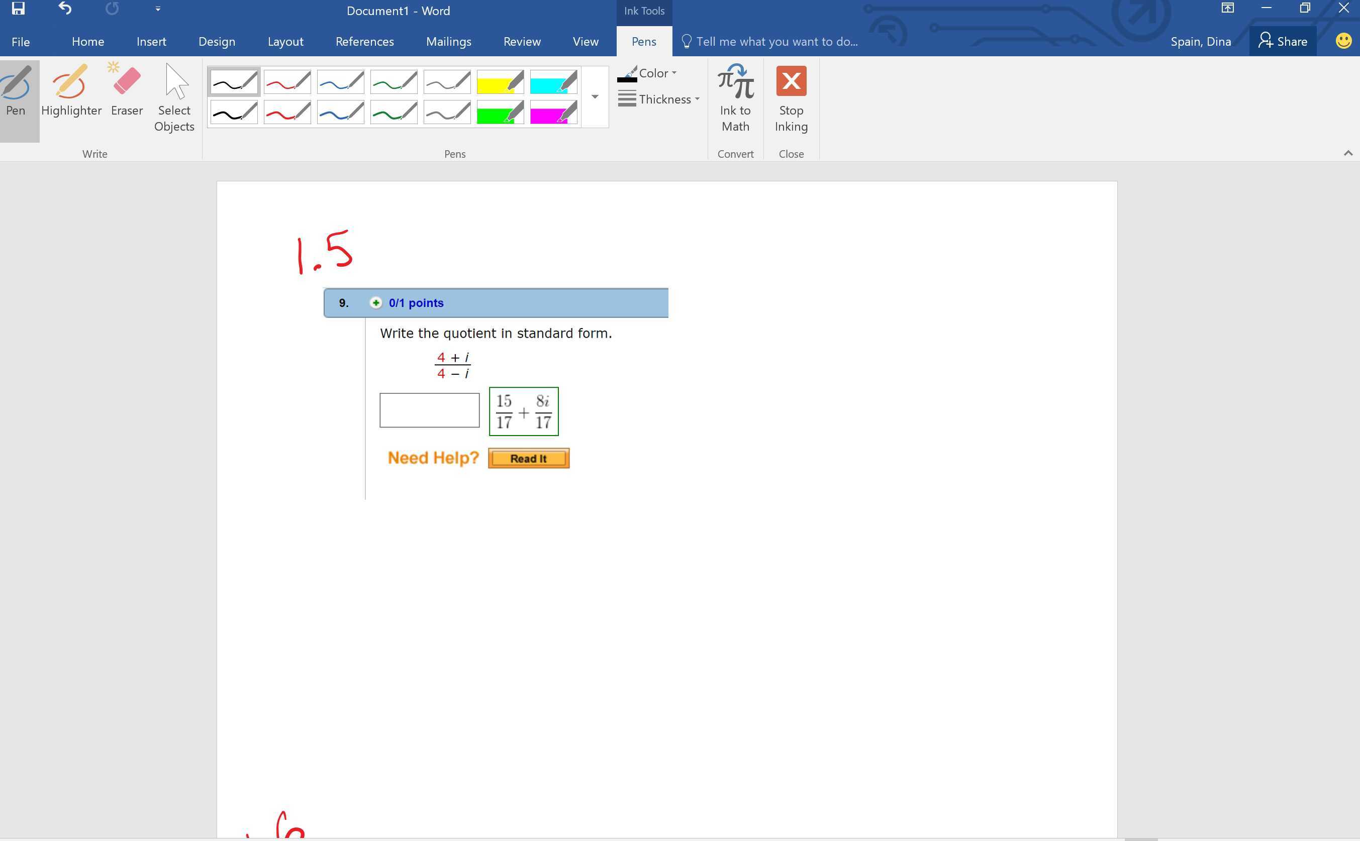 MAT 110 Sects. 1.5 and 1.6 Probs.