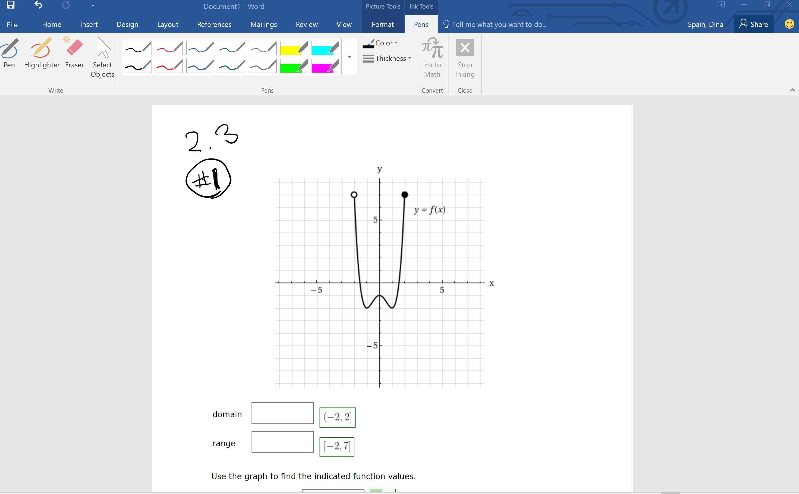 MAT 110 Sect. 2.3 #1 and #8