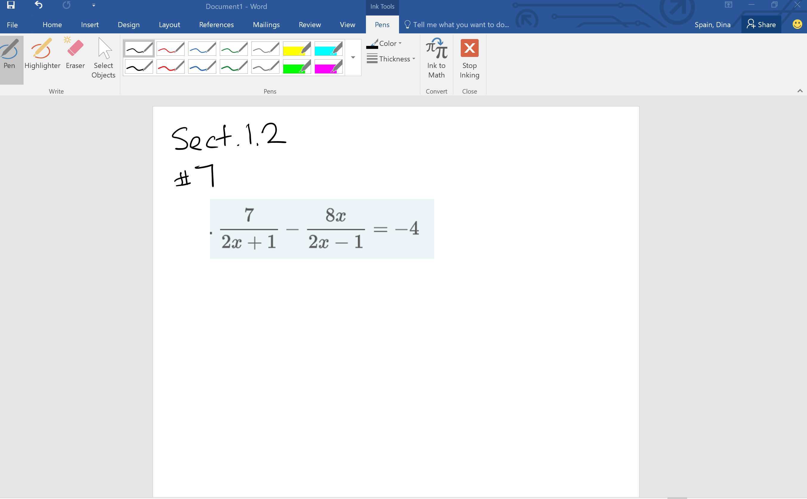 MAT 110 Sect. 1.2 #7 and #9