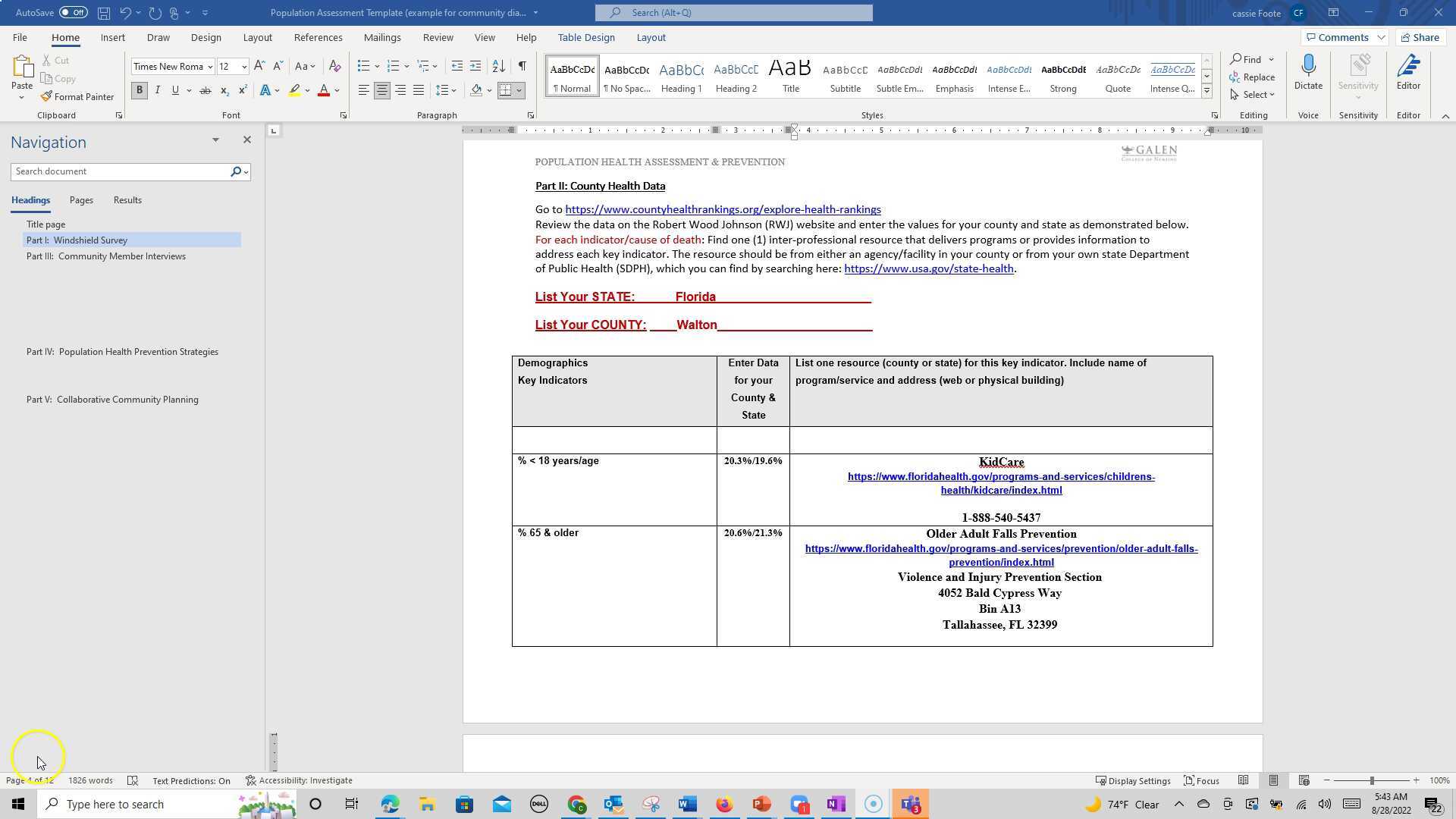 NSG 4210 Assignment Tutorial Part II: County Health Data