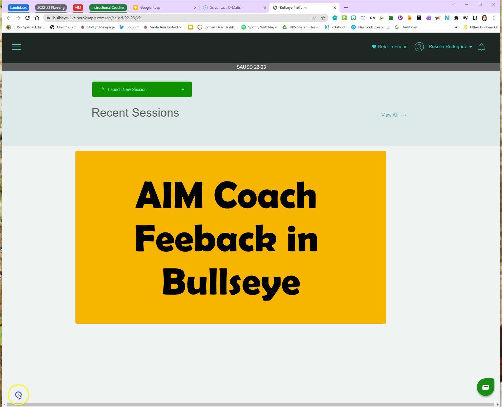 AIM Coach - Providing Feedback in Bullseye