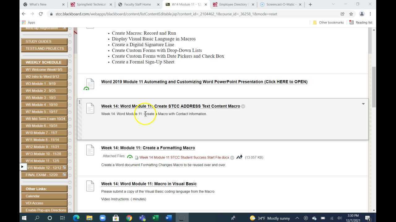 Week 14: Module 11: STCC Address Macro