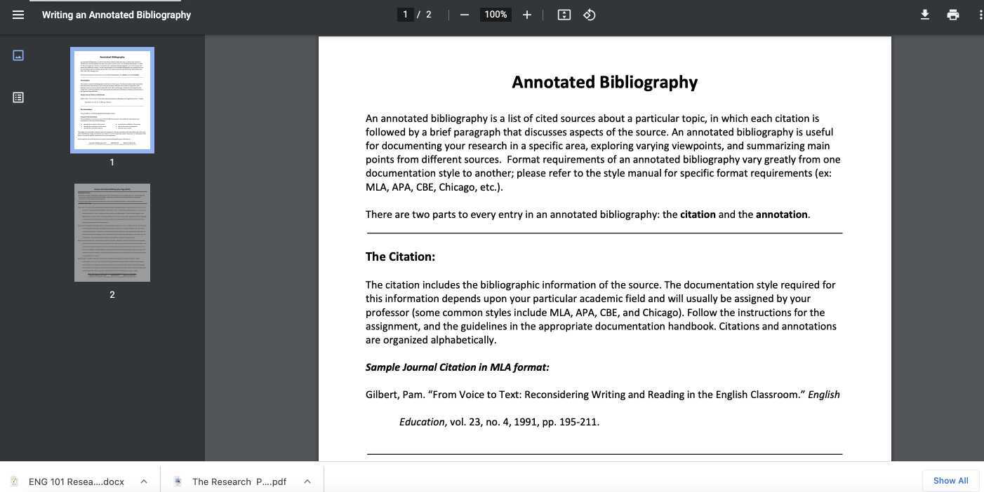 Annotated Bibliography