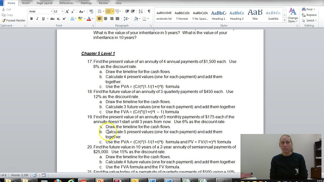 Chapter 5 Practice Problems Level 1