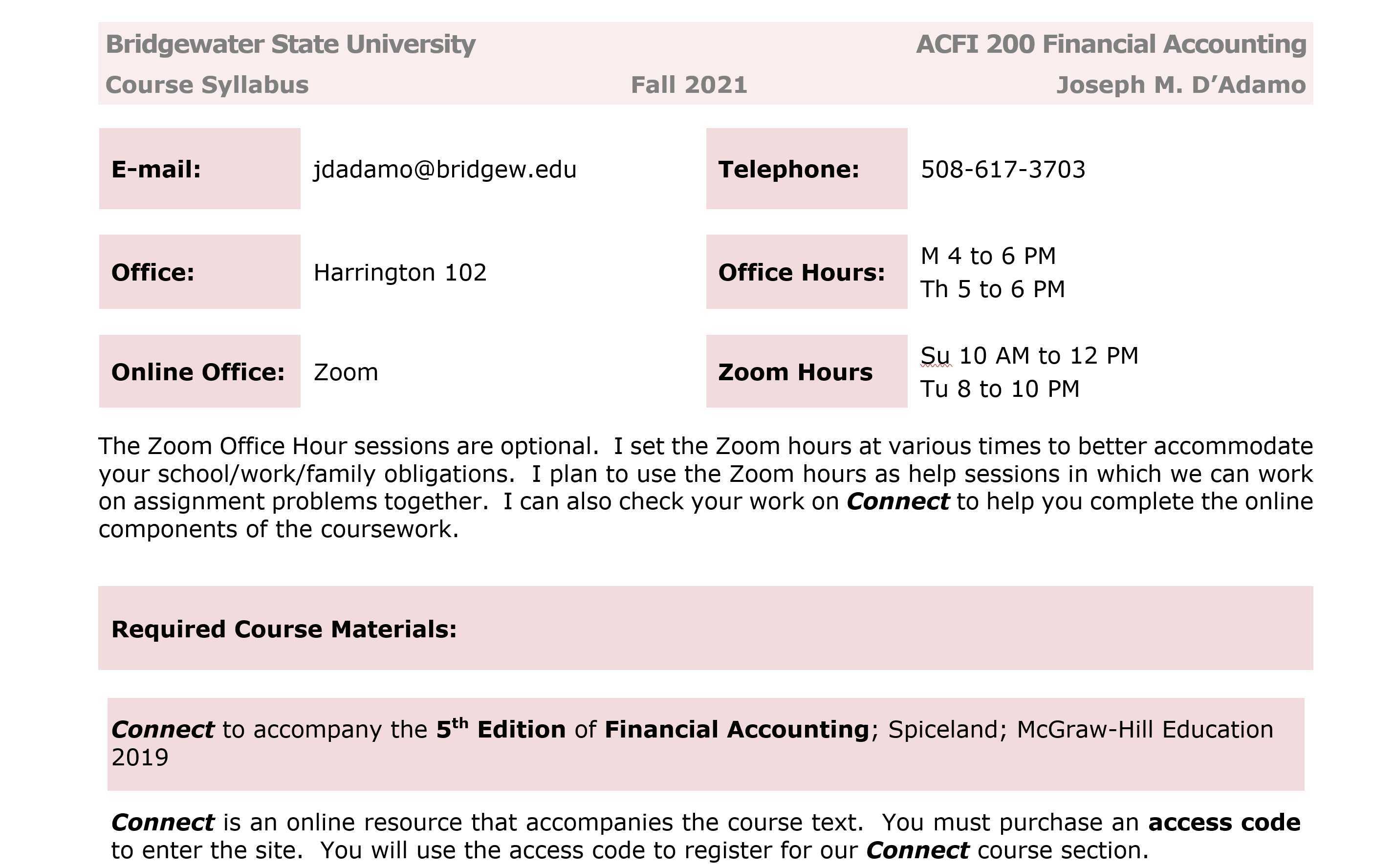 ACFI 200 Financial Accounting Course Syllabus