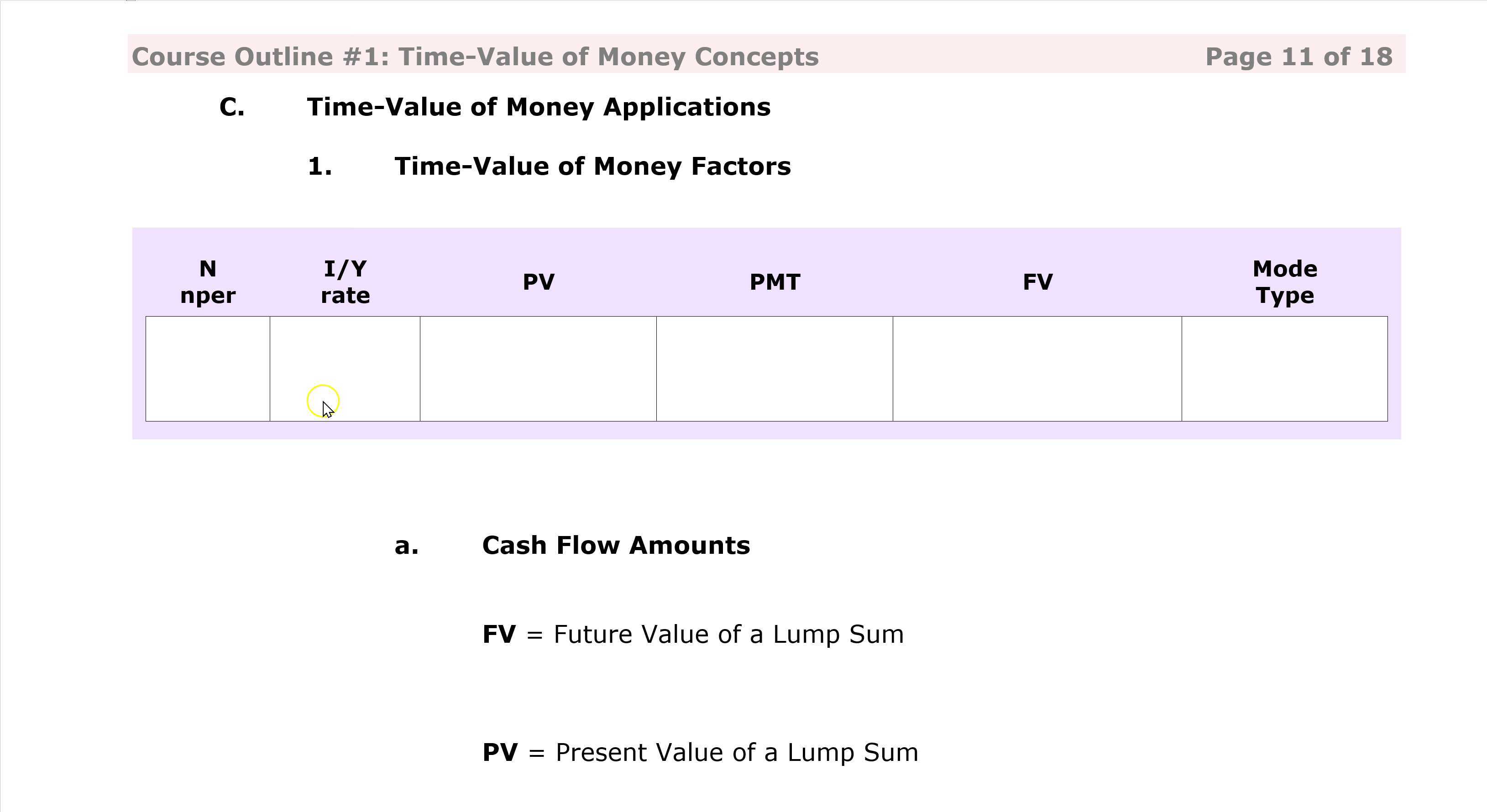 Time-Value of Money Factors