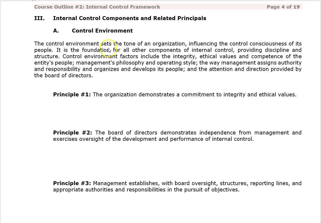 Control Environment