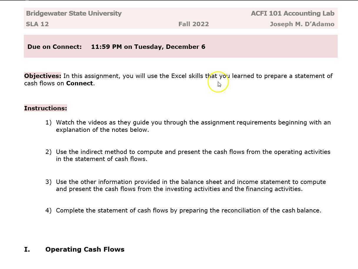 SLA 12 - Overview of the Statement of Cash Flows