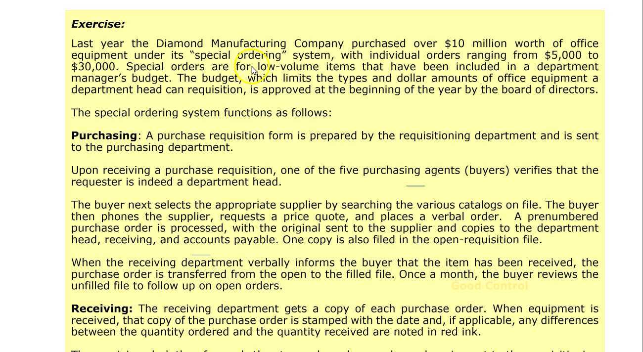 Expenditure Cycle Exercise