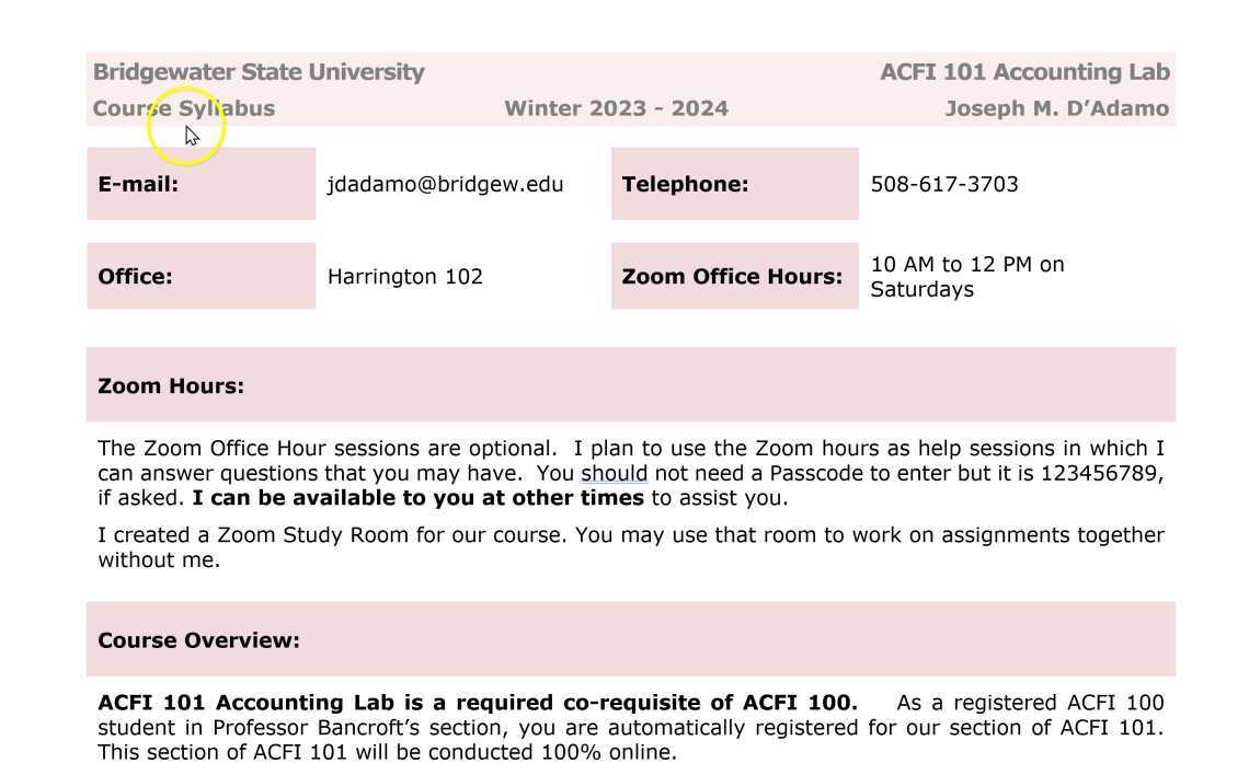ACFI 101 Course Introduction Winter 2023 - 2024