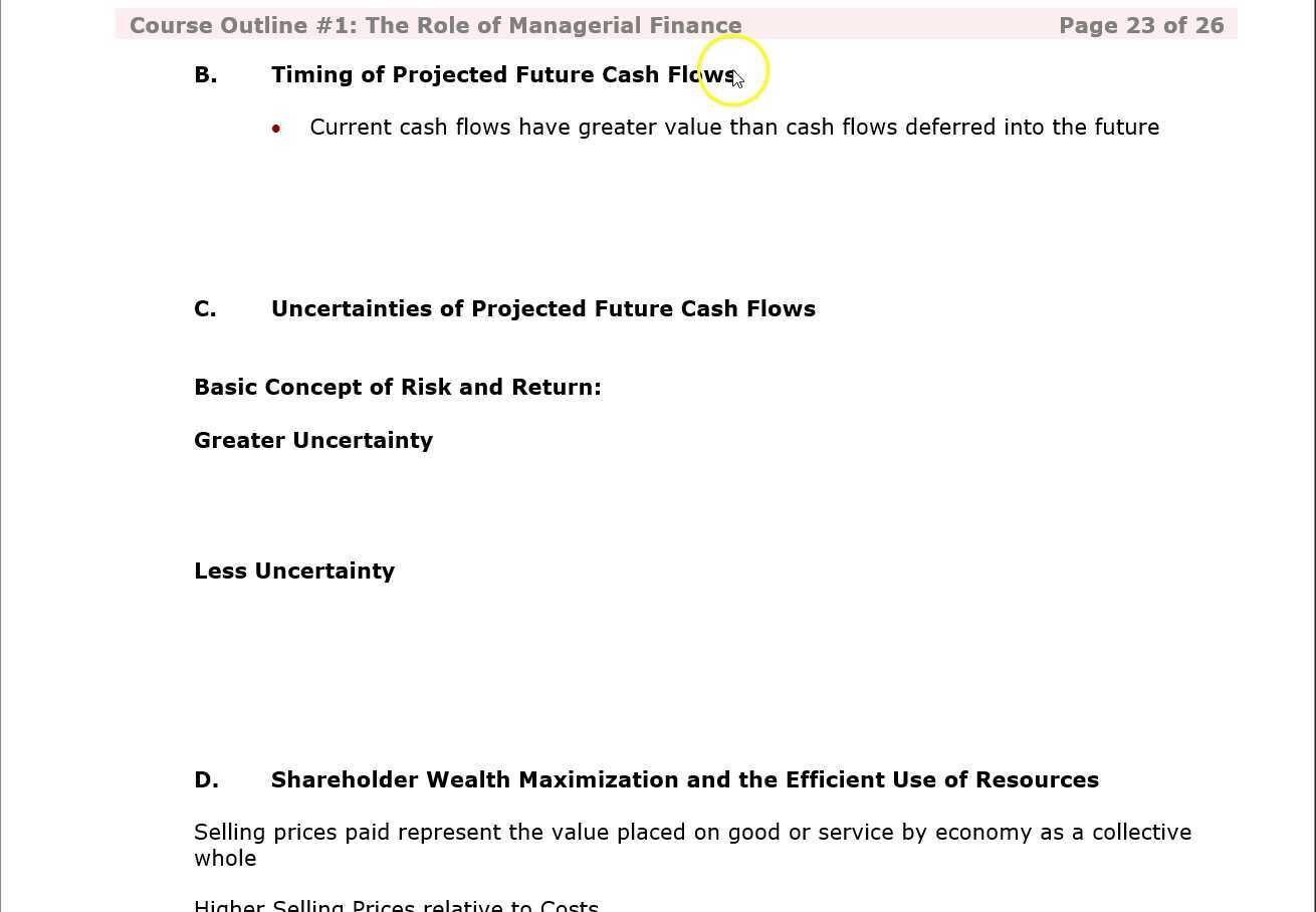 Projected Future Cash Flows - Timing and Uncertainty