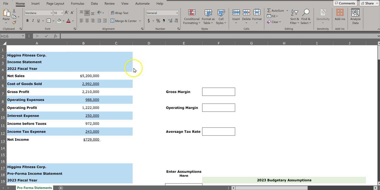 Using Excel to Prepare Pro-Forma F/S