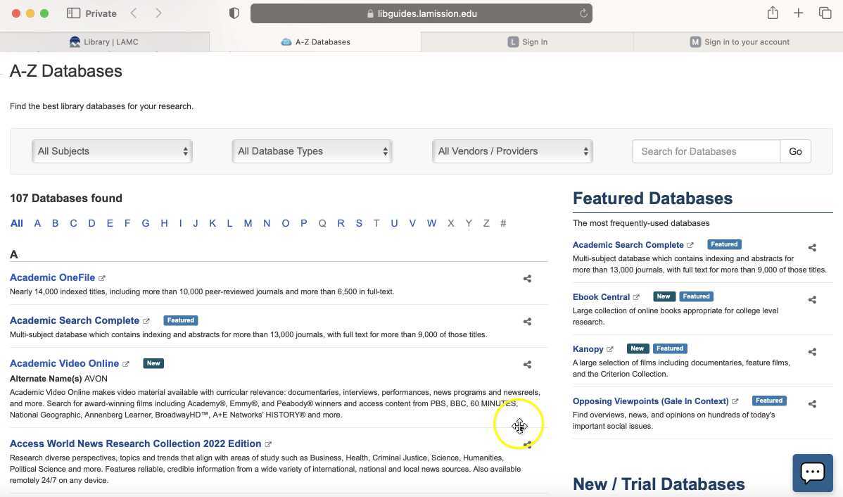 How to Access Library Database
