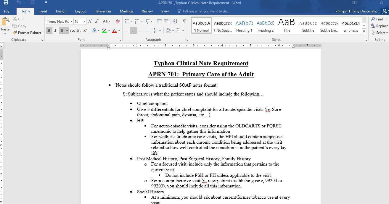 APRN 701_Clinical Note Requirement