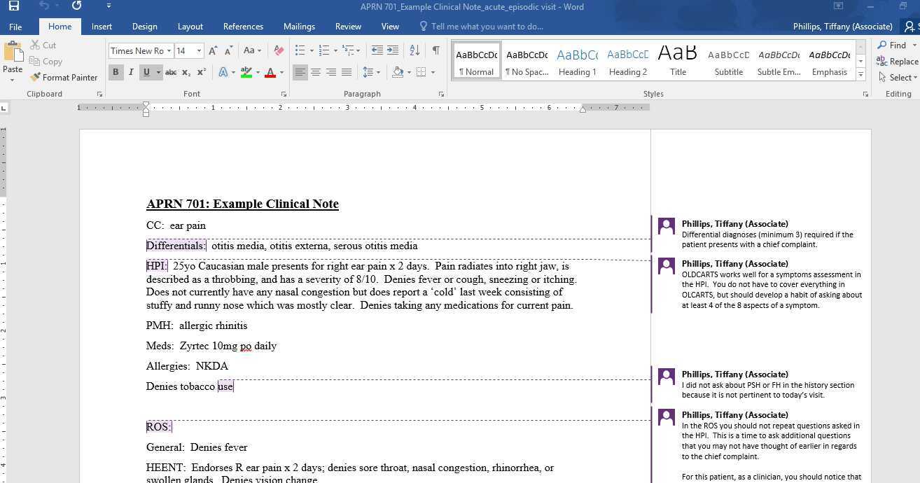 APRN 701_acute/episodic visit_clinical note example