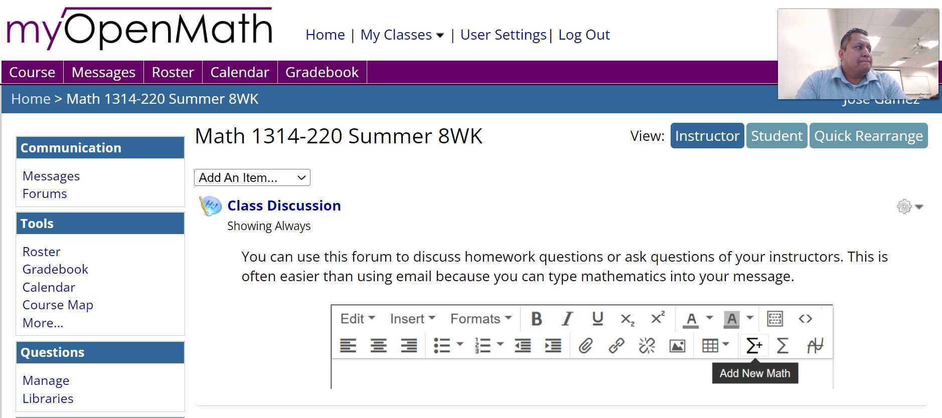 Math 1314 MyOpenMath Summer 2022