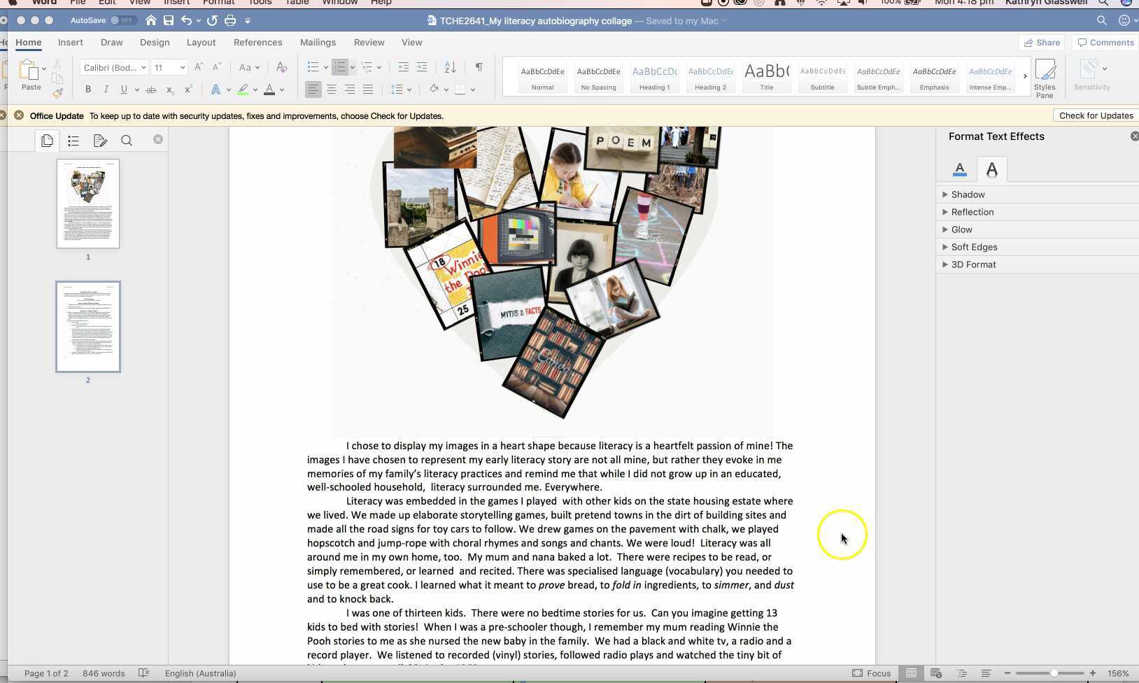 How to complete the Literacy Autobiography Photo Collage and Written ...