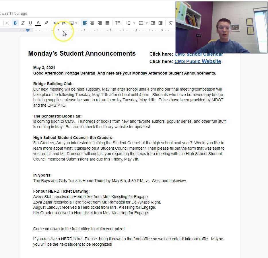 Student Announcements May 3