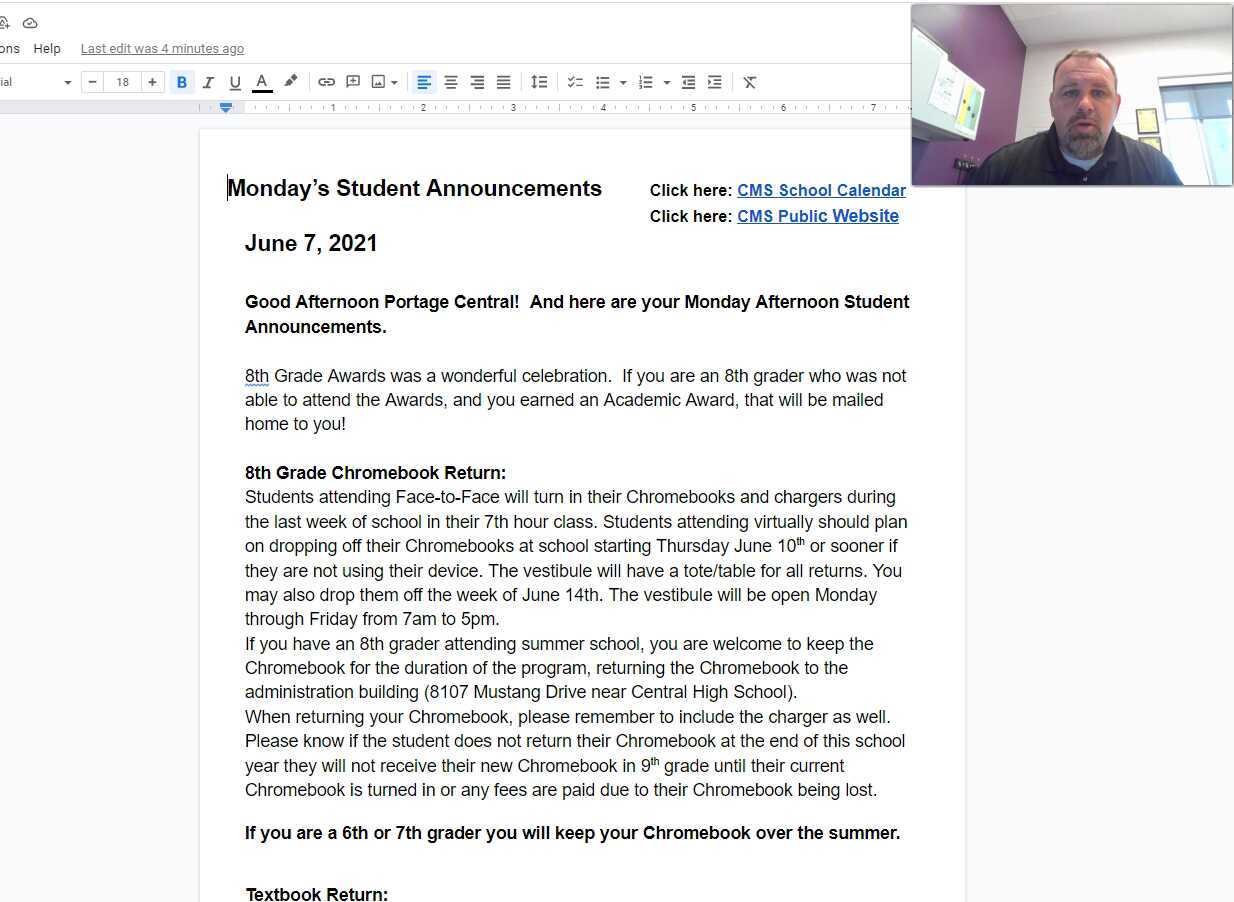 June 7th Student Announcements