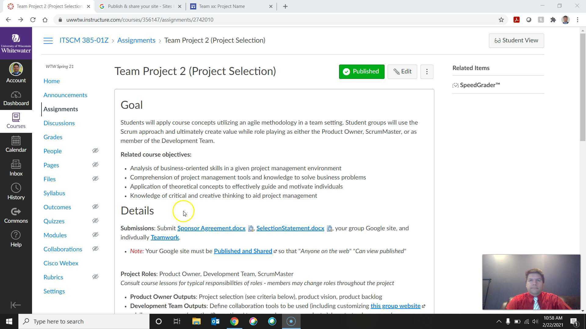 ScrumMaster: Google Site