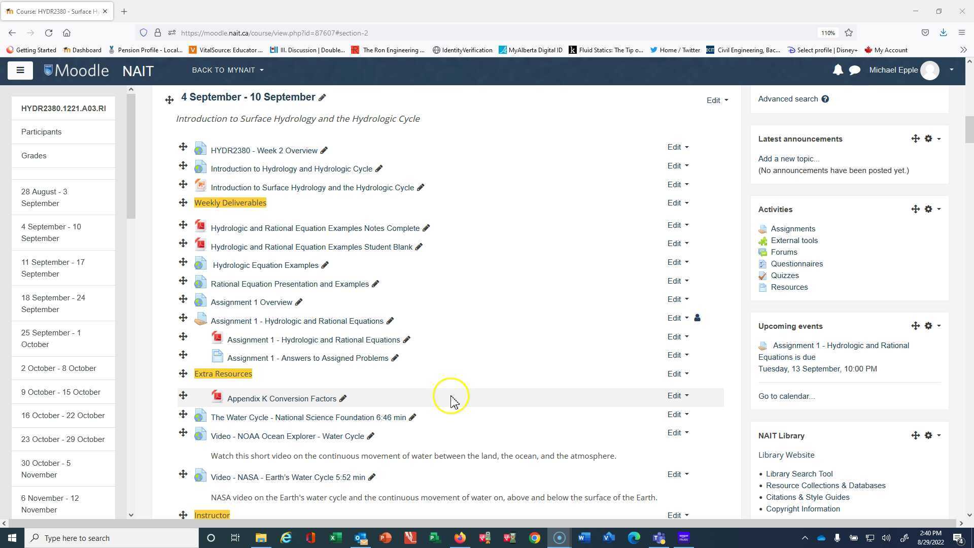 HYDR2380 Assignment 1 - Overview