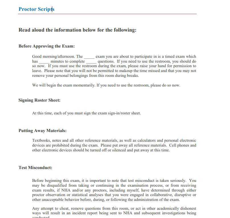 Test Directions Proctor Script