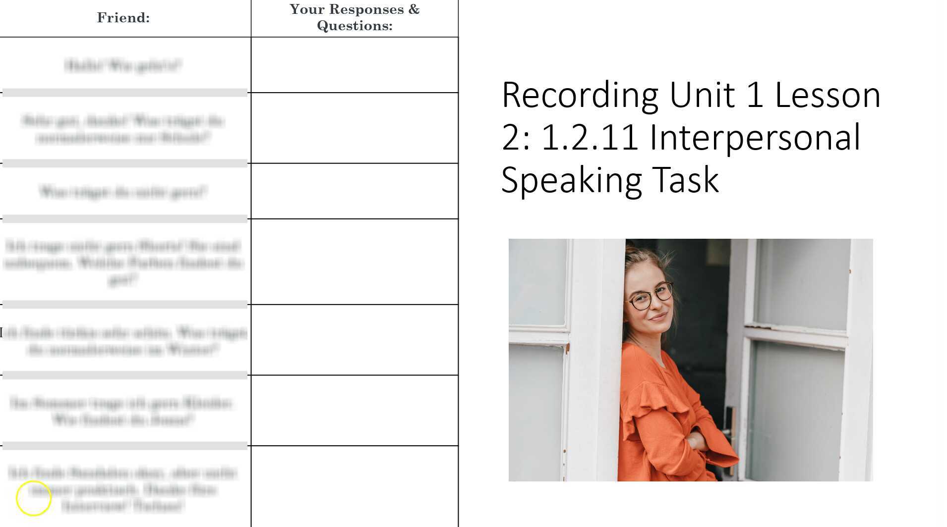 G2 Speaking Task U1L2