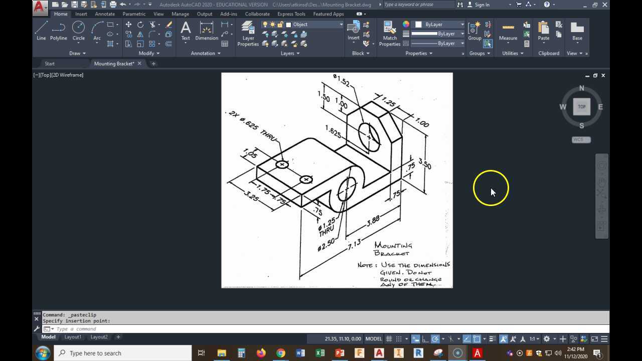 Mounting Bracket (AutoCAD)