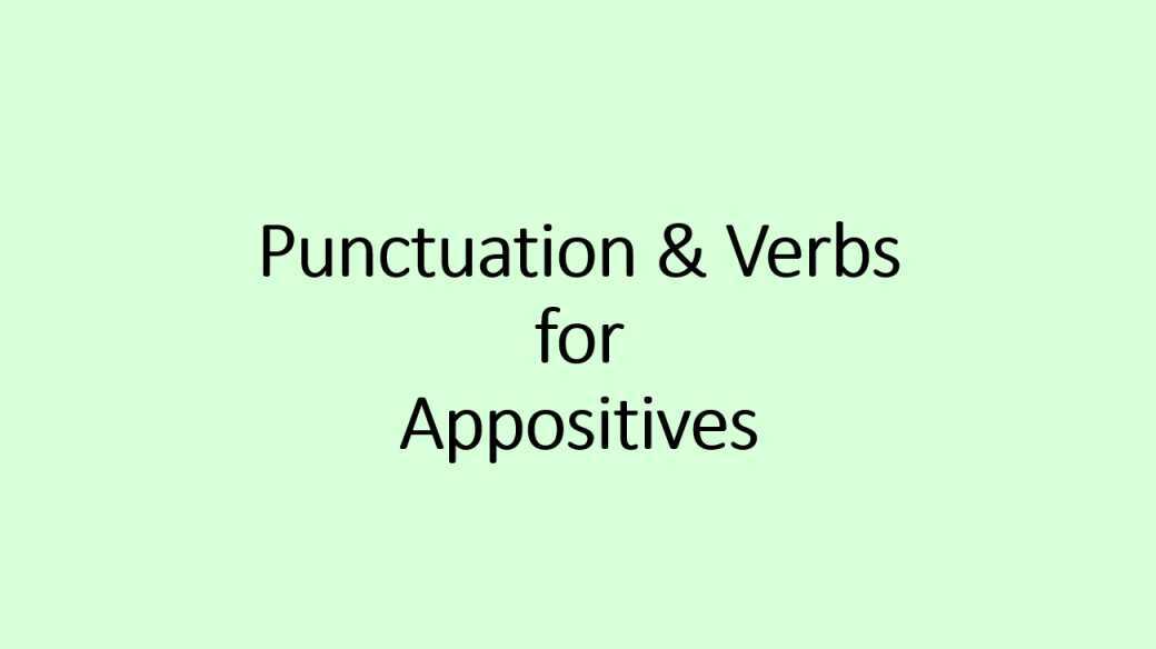 NG--Punctuation & Verbs for Appositives