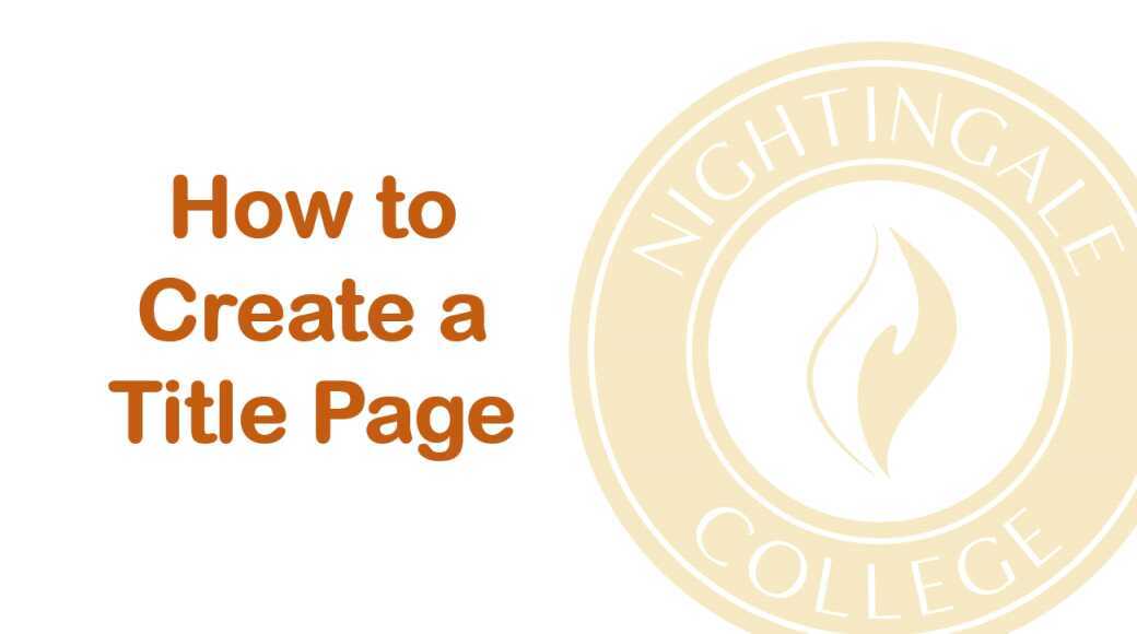 NG--How to Create a Title Page