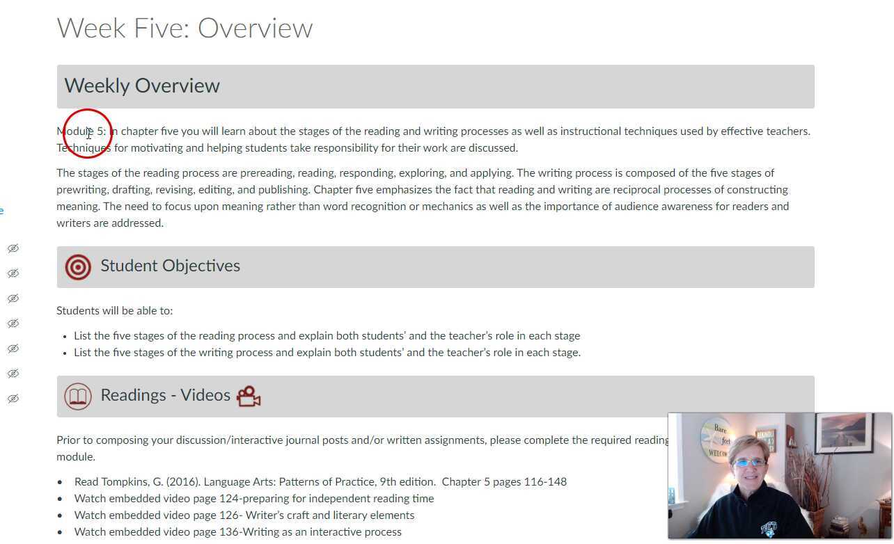 Week Five ELA Overview