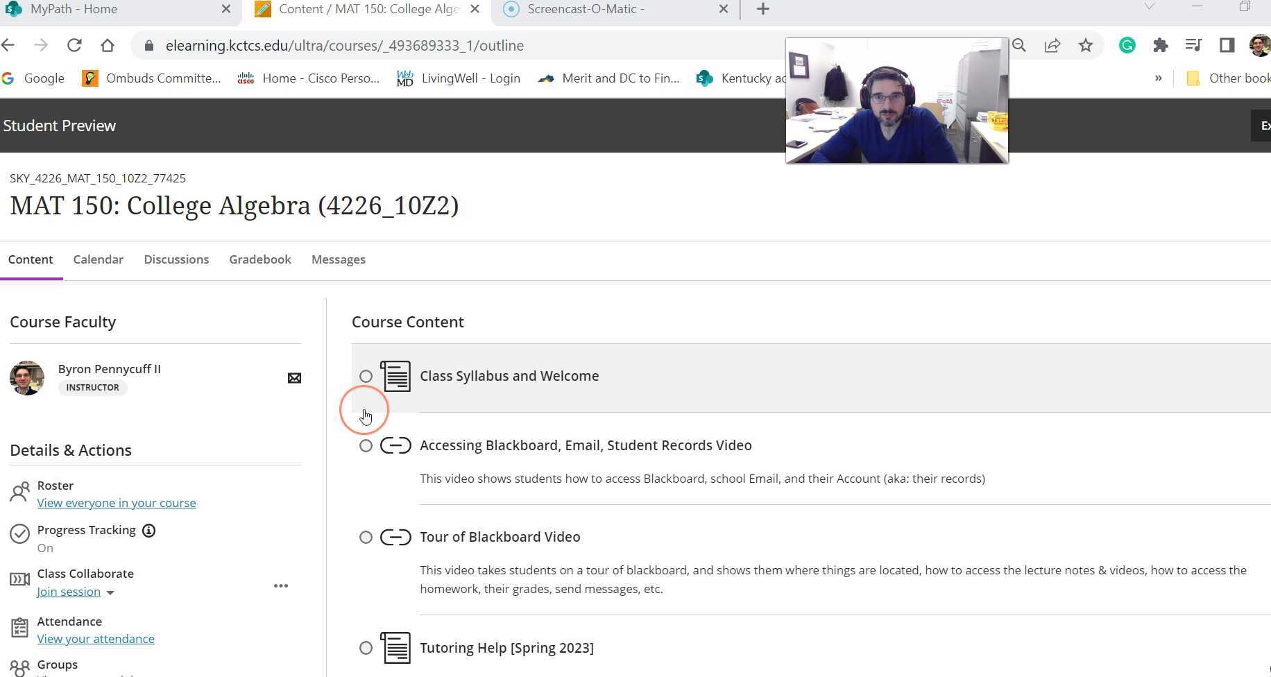 Accessing Previous Assignments (MAT 150 College Algebra)