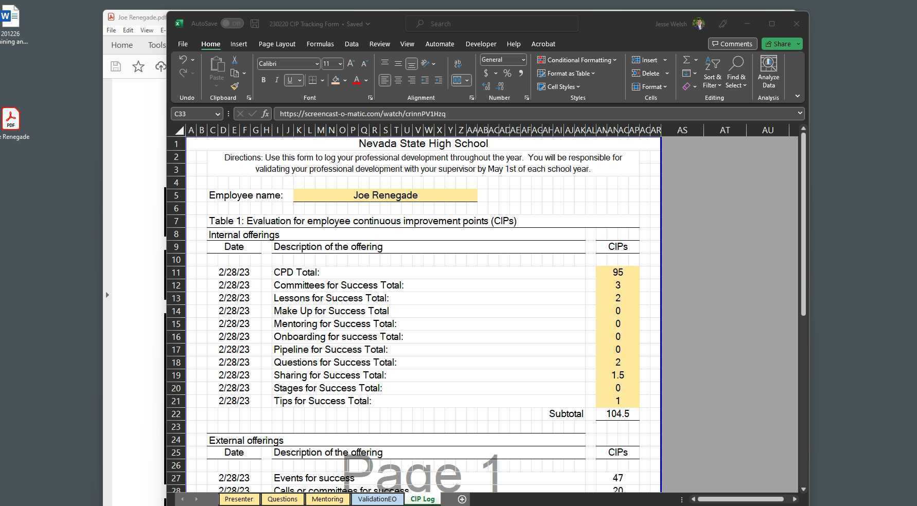 230228 Completing the CIP Log