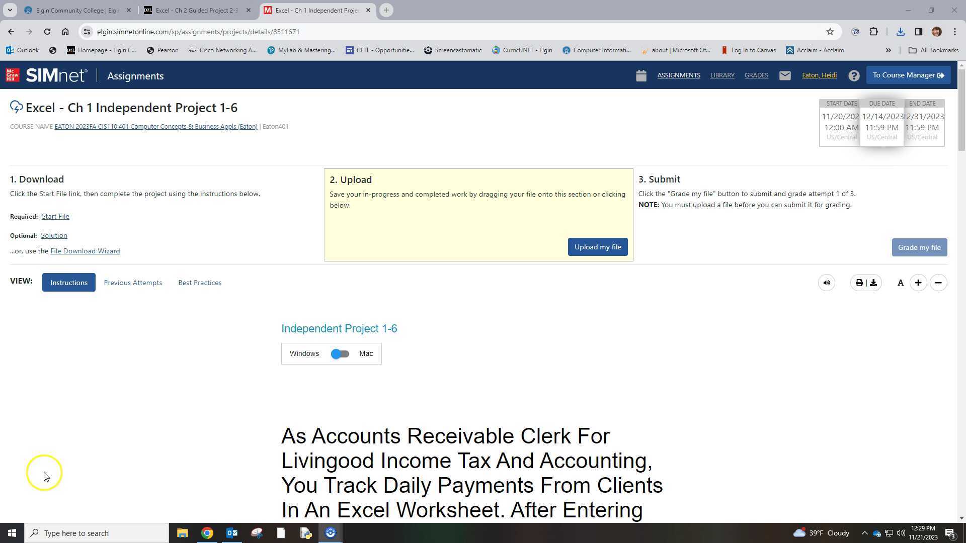 Excel-Ch 1 Independent Project 1-6